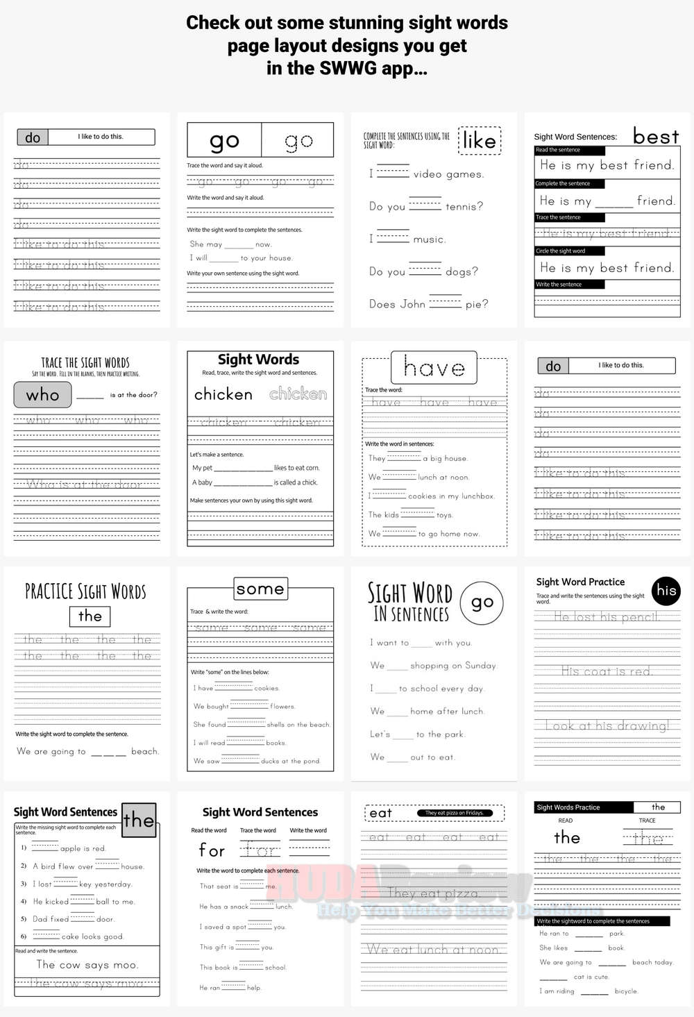 Sight Words Worksheet Generator