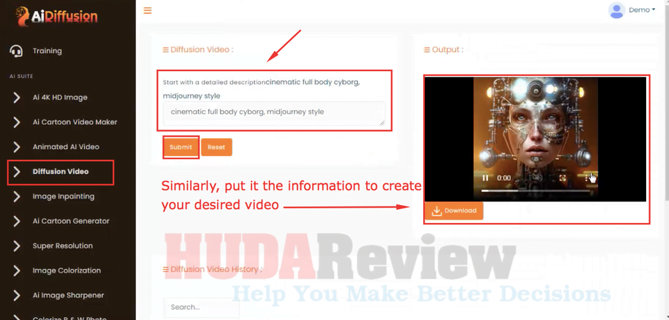 Ai Diffusion Review: Make any kind of video from a voice command