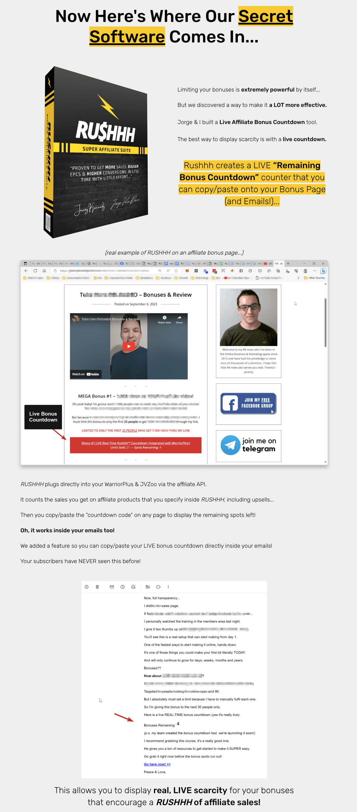 RUSHHH - Super Affiliate Suite review created by Jeremy Kennedy