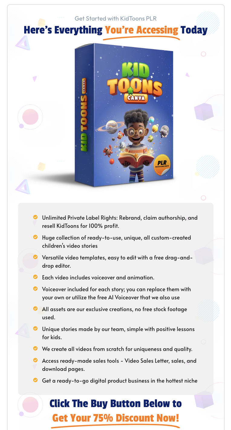 KidToons Canva PLR review: Full Private Label Rights included