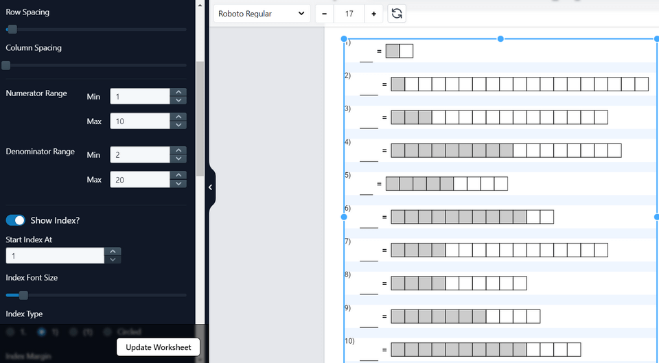 Fraction Worksheets Generator Review with software demo