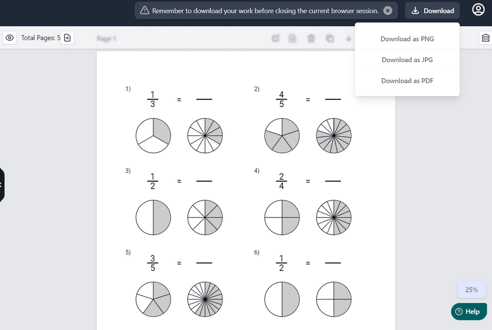 Fraction Worksheets Generator Review with software demo