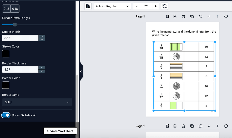 Fraction Worksheets Generator Review with software demo
