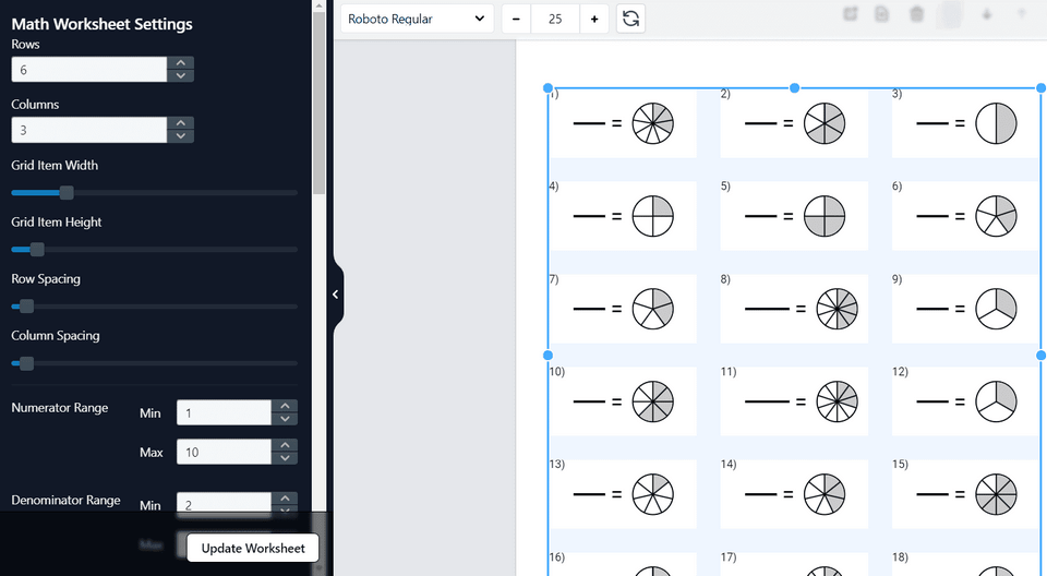 Fraction Worksheets Generator Review with software demo