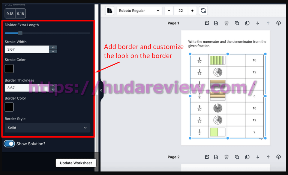 Fraction Worksheets Generator Review with software demo