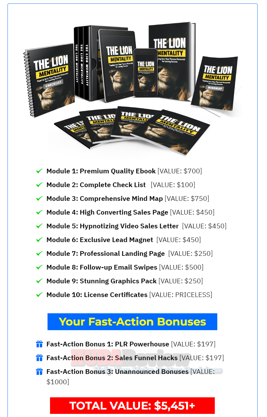 (PLR) The Lion Mentality Review with Huge Bonuses & OTOs