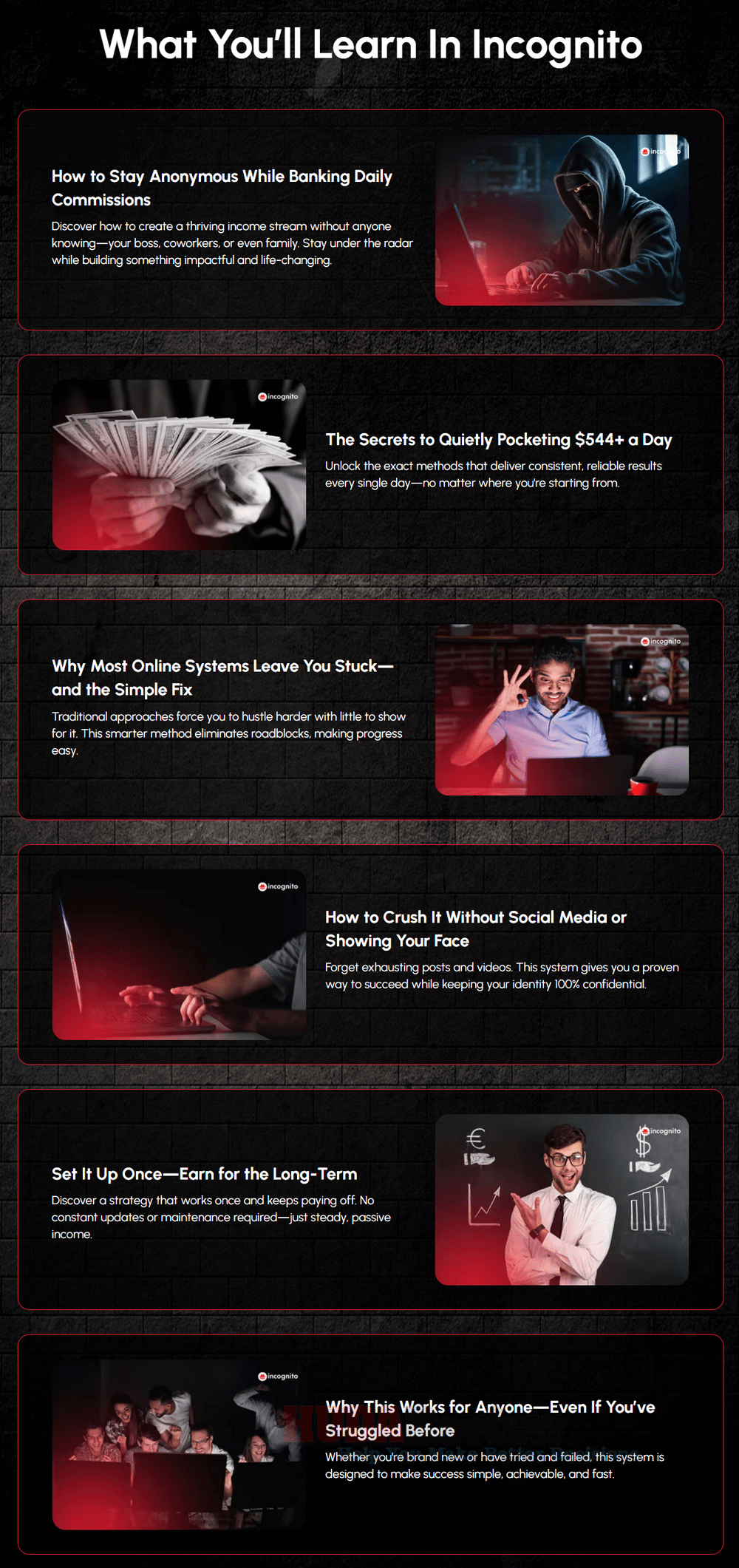 The Incognito System Review with Huge Bonuses, OTO's details