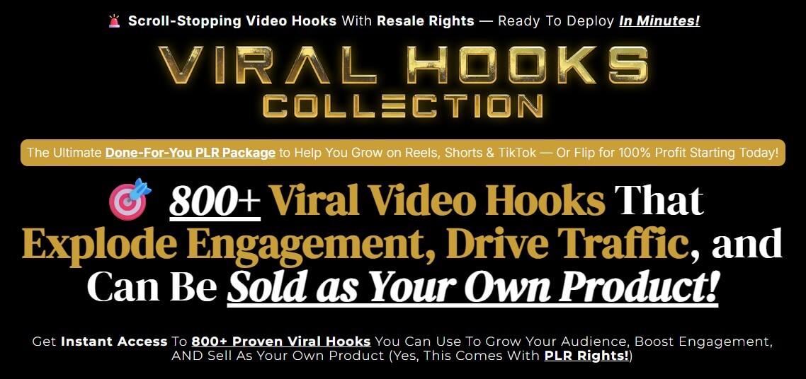 Viral Hooks Collection PLR Review - Turn Attention Into Income