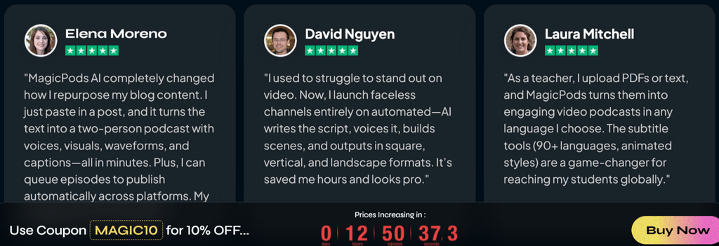 MagicPods AI Review - Transform Written Ideas into Videos