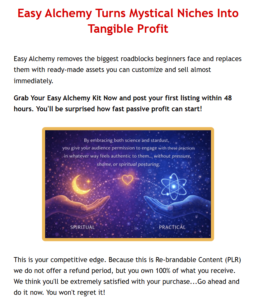 Easy Alchemy Review: Rebrandable Manifestation PLR Kit